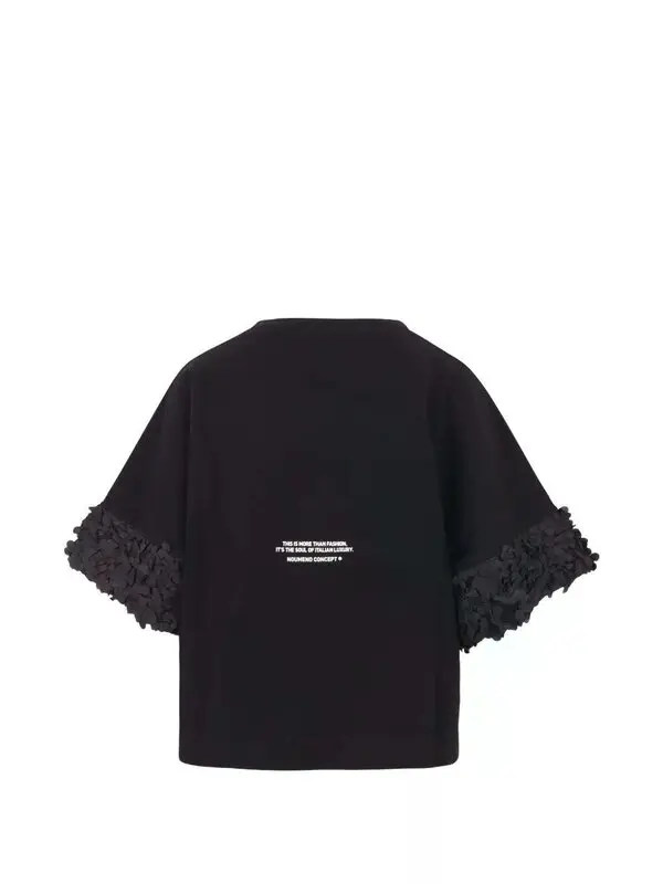 NOUMENO CONCEPT Floral-appliqué Split-neck Blouse