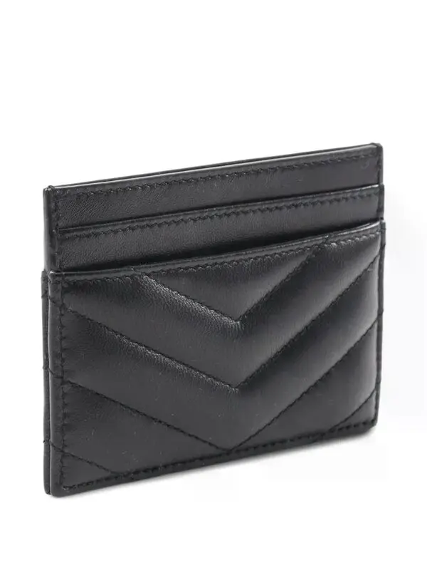 Saint Laurent 2020s Logo-plaque Quilted Card Case - Black