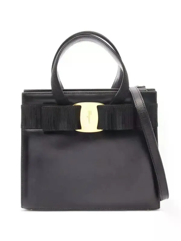 FERRAGAMO 2010s Vara Ribbon Tote Bag - Black