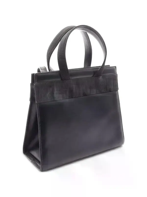 FERRAGAMO 2010s Vara Ribbon Tote Bag - Black