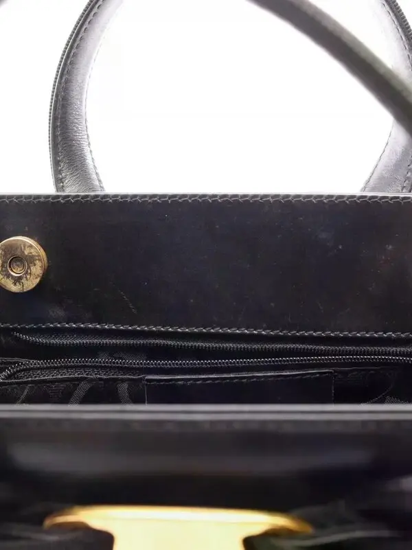FERRAGAMO 2010s Vara Ribbon Tote Bag - Black
