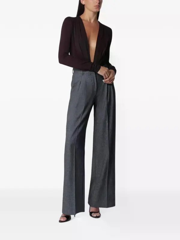 Andamane Zelda Deep V-neck Bodysuit - Brown