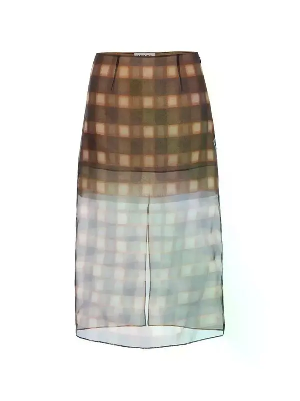 Monse Check-pattern Sheer Midi Skirt