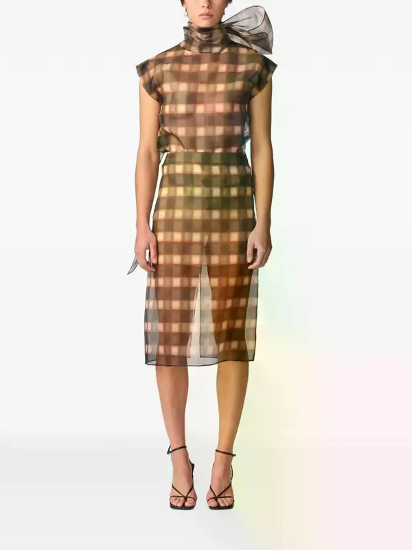 Monse Check-pattern Sheer Midi Skirt
