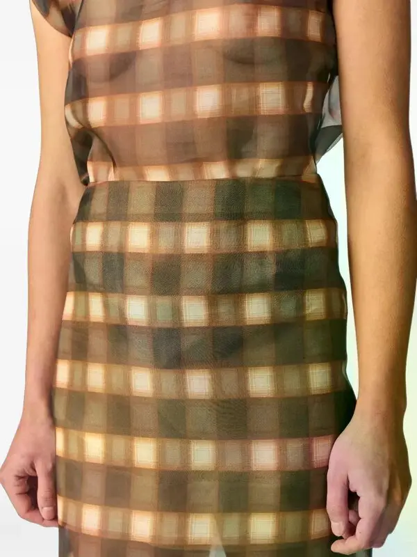 Monse Check-pattern Sheer Midi Skirt