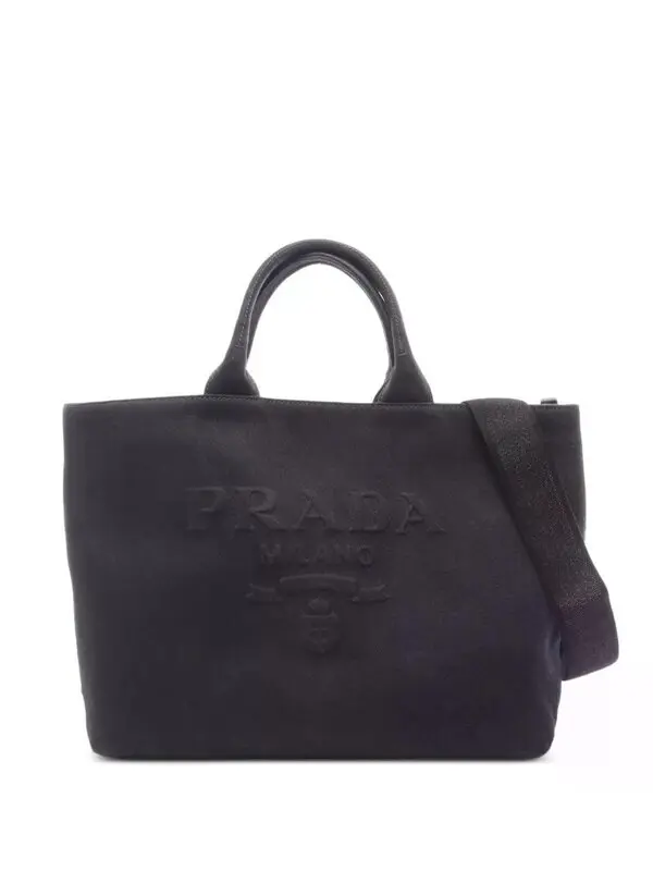 Prada 2010s Canapa Logo-embossed Tote Bag