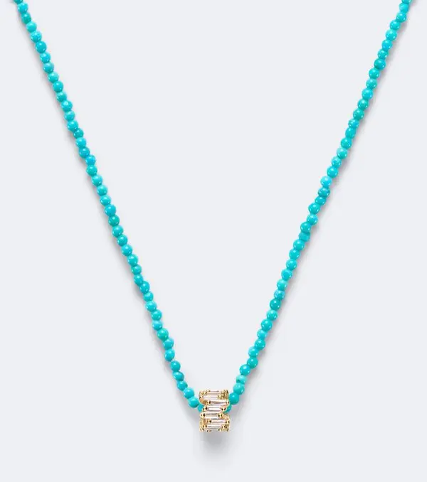 SUZANNE KALAN Infinite 18kt Beaded Necklace With Turquoise And Diamonds