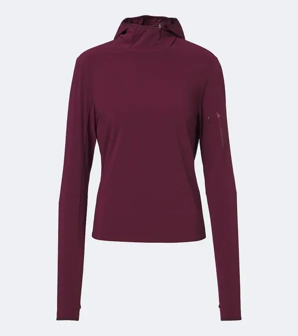Adidas By Stella McCartney Hooded Open-back Technical Top - Burgundy