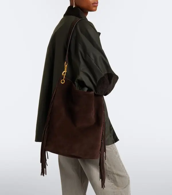 NILI LOTAN Asher Fringed Suede Shoulder Bag