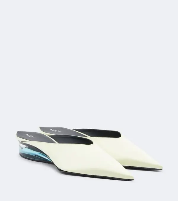 Alaïa Satin Mules - Green
