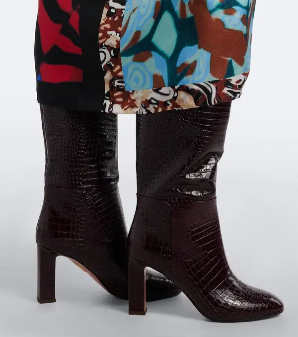 AQUAZZURA Sellier Croc-effect Leather Knee-high Boots