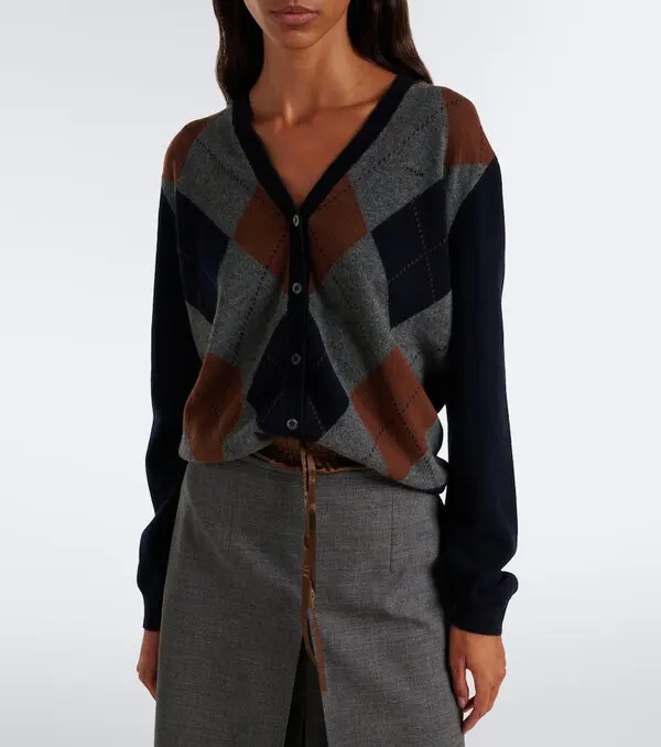 Prada Argyle Cashmere Cardigan