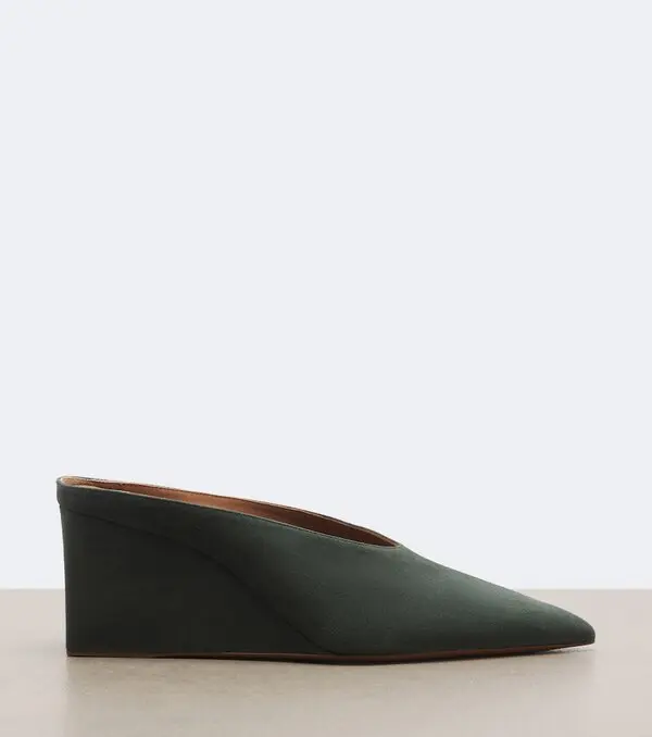 Alaïa Cube Suede Wedge Mules