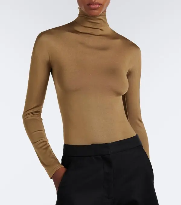 Alaïa Turtleneck Silk-blend Bodysuit