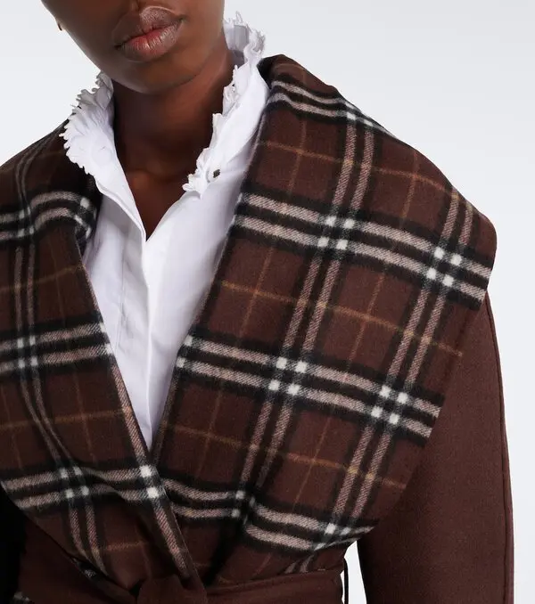 Burberry Verona Check Belted Wool Coat
