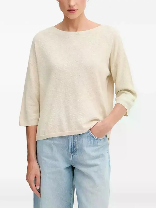 BENETTON Boat-neck Half-sleeve Sweater - Neutrals