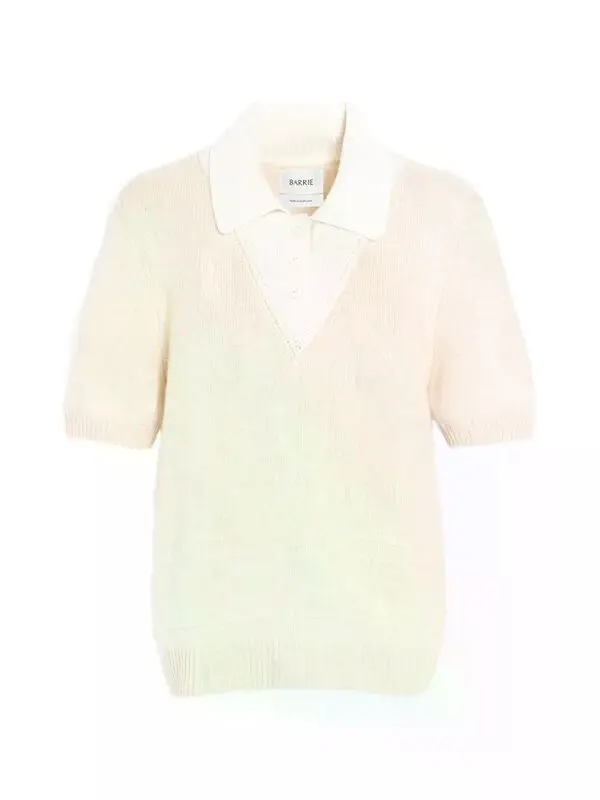 BARRIE Topstitched Cashmere Polo Shirt