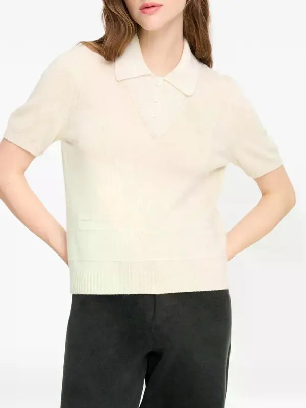 BARRIE Topstitched Cashmere Polo Shirt