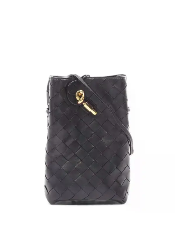 Bottega Veneta 2020s Andiamo Intrecciato Phone Pouch - Black