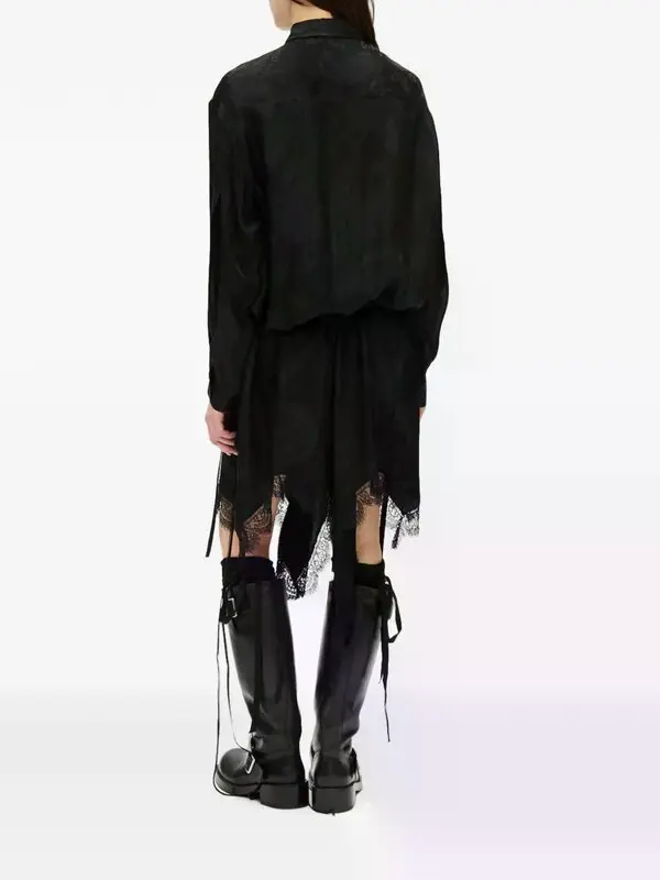 ANN DEMEULEMEESTER Paisley-jacquard Lace-trim Mini Dress - Black