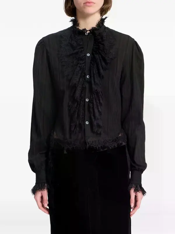 ANN DEMEULEMEESTER Lace-trimmed Ruffled Shirt