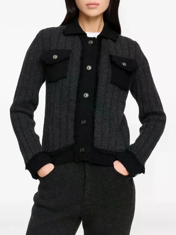 BARRIE Ribbed-knit Denim-effect Jacket