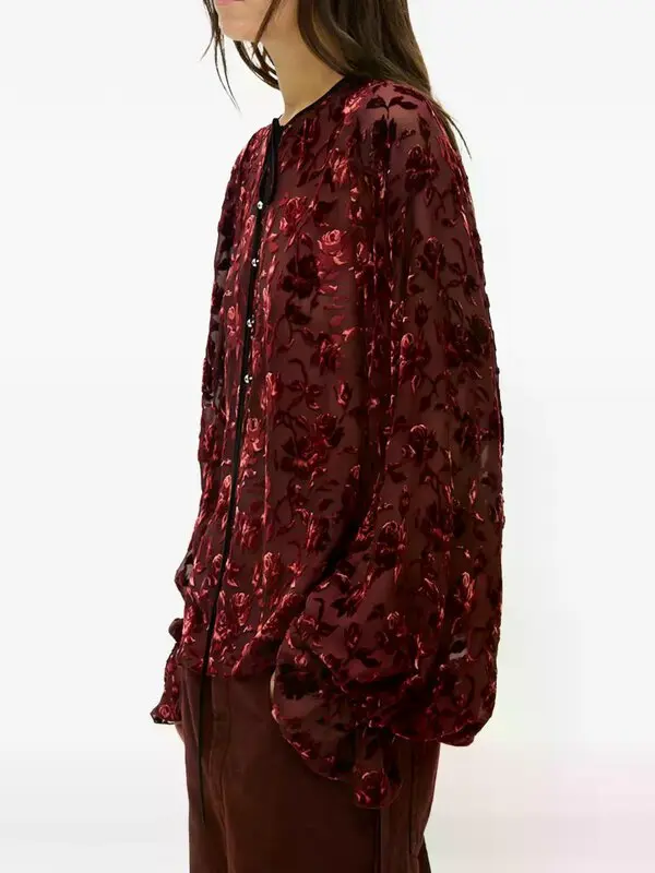 ANN DEMEULEMEESTER Devoré Velvet-rose Blouse