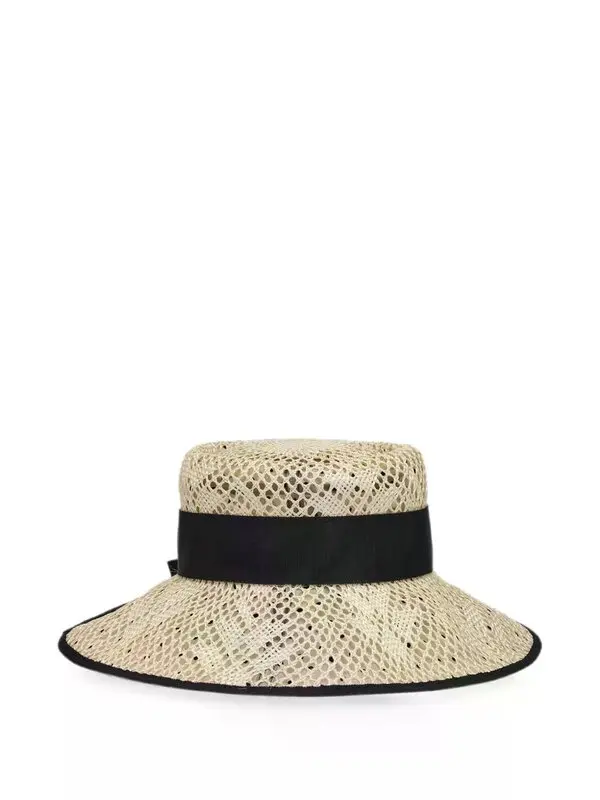 CA4LA Woven Bow-detail Straw Hat