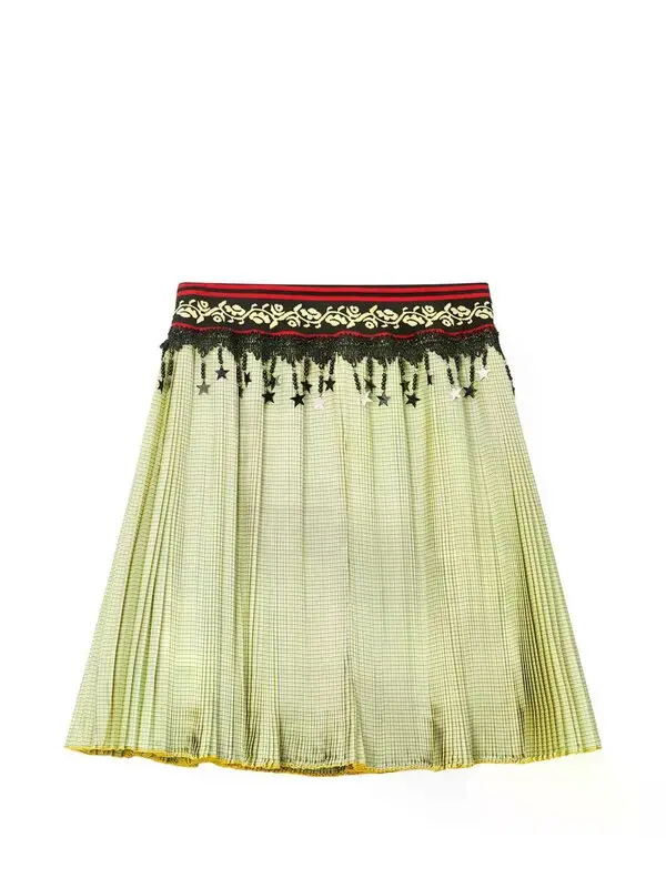 CHOPOVA LOWENA Pleated Star-charm Mini Skirt - Yellow