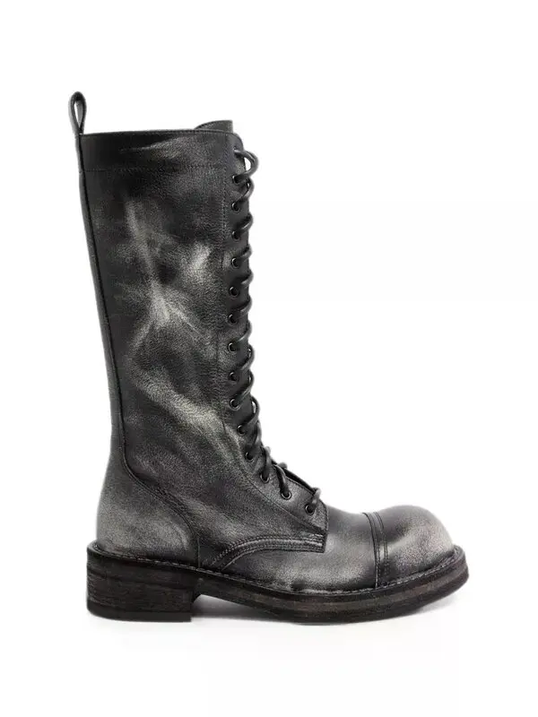 ANN DEMEULEMEESTER Brushed Leather Lace-up Combat Boots