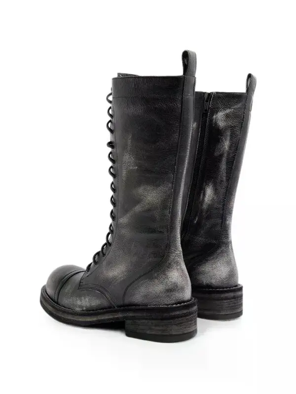 ANN DEMEULEMEESTER Brushed Leather Lace-up Combat Boots
