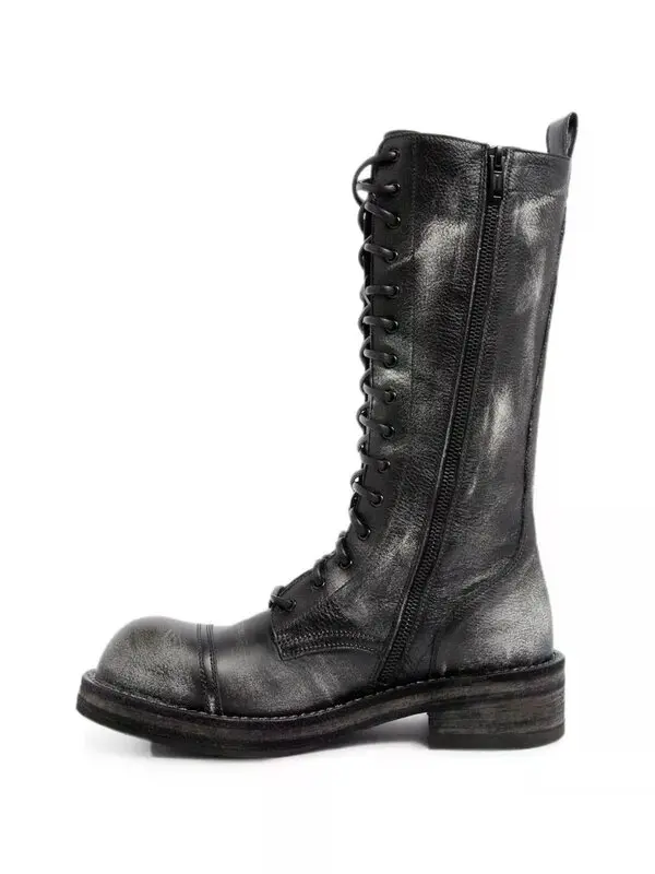 ANN DEMEULEMEESTER Brushed Leather Lace-up Combat Boots
