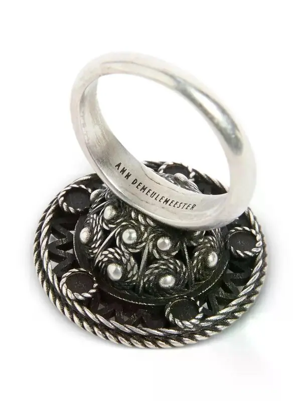 ANN DEMEULEMEESTER Engraved Stone-embellished Ring