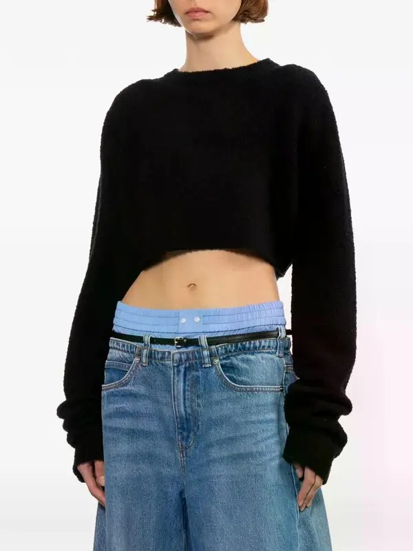 RIER Bouclé Cropped Sweater