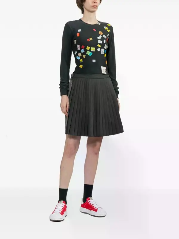Mihara Yasuhiro Price-tag Sticker Printed Crop T-shirt