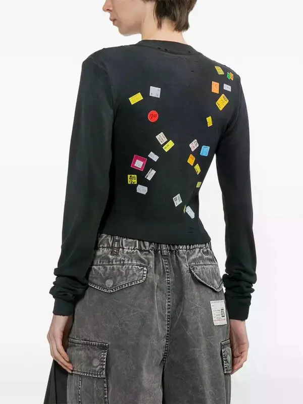Mihara Yasuhiro Price-tag Sticker Printed Crop T-shirt