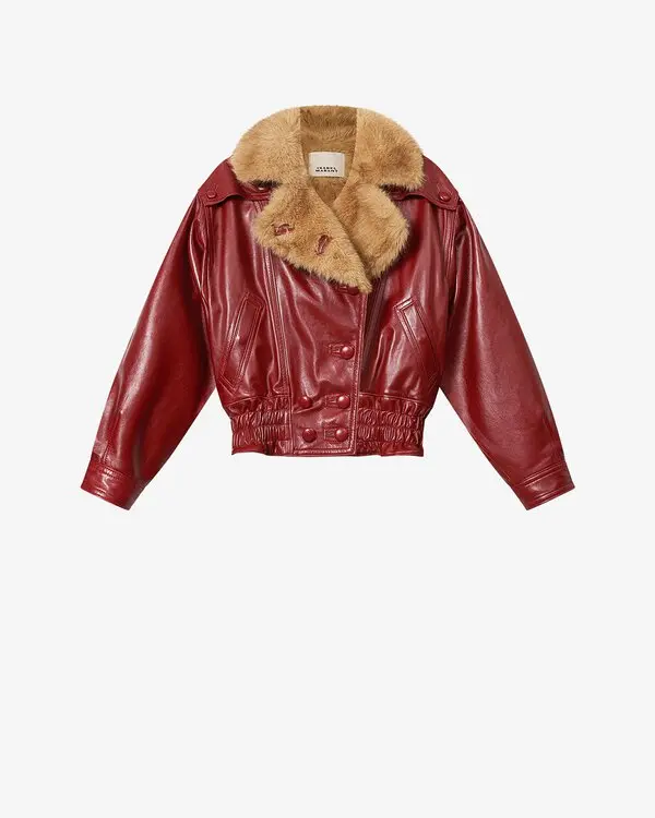 Isabel Marant Étoile Valina Leather Coat - Deep Red