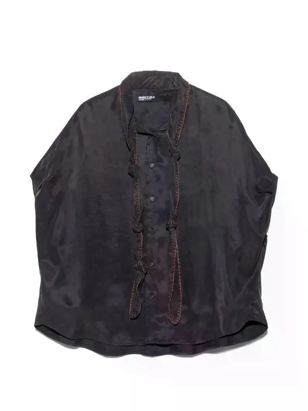 Bimba Y Lola Black-washed Cape Shirt With Knotted Neckline - Grey