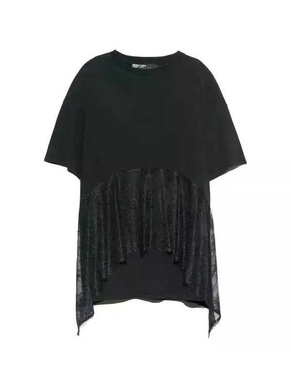 Bimba Y Lola Wash Lace Ruffle T-shirt - Black