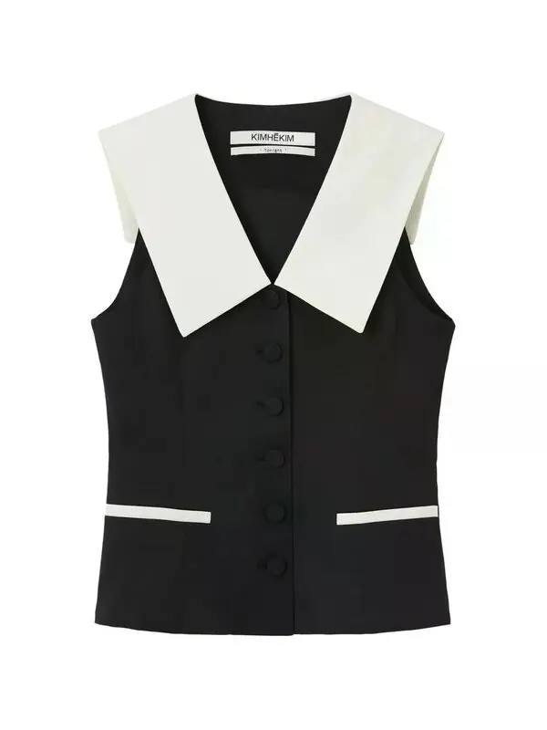 KIMHEKIM Malevich Sailor-collar Button-front Vest - Black