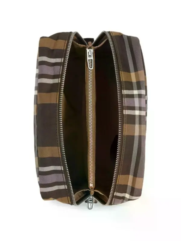 Bimba Y Lola Medium Hunter Green Tartan Jacquard Make-up Case