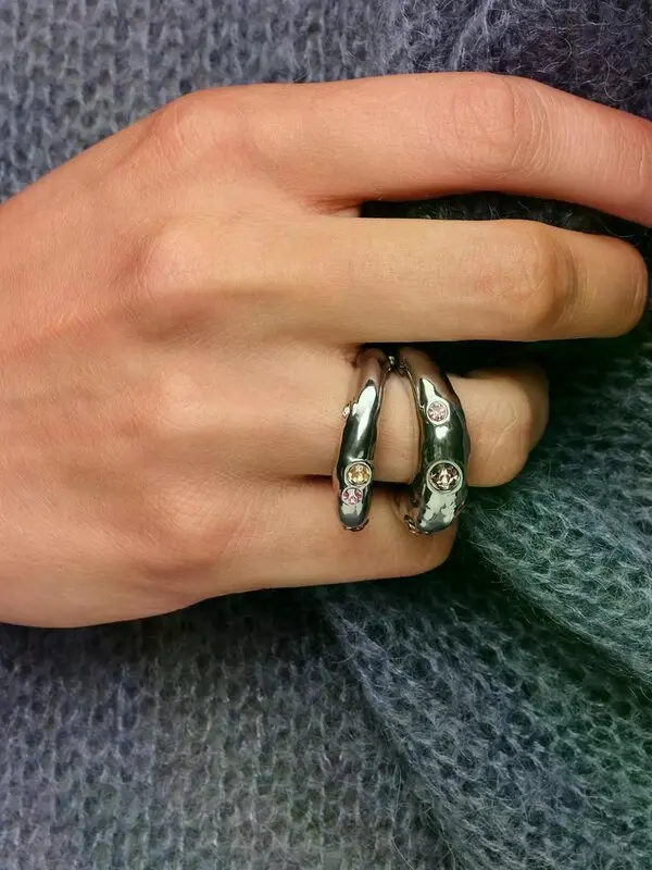 Bimba Y Lola Ring With Pink Crystal Texture