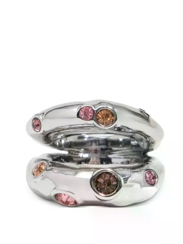 Bimba Y Lola Ring With Pink Crystal Texture - Silver