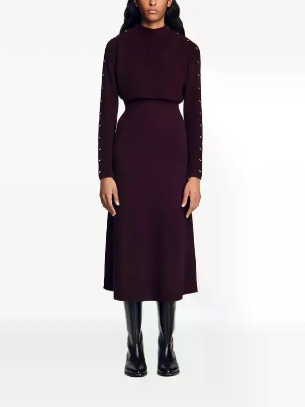 Sandro Stud-embellished Knitted Midi Dress