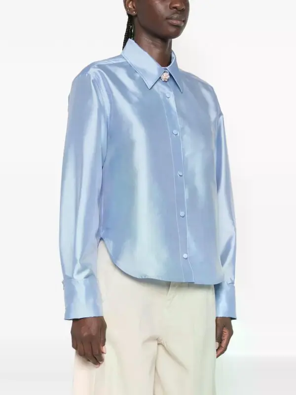 Sandro Suzanne Jewel-button Satin-finish Shirt
