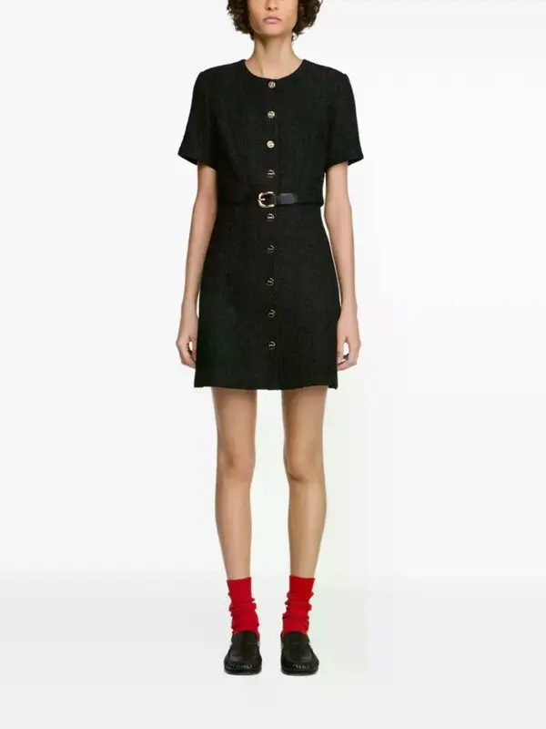 Sandro Belted Button-front Mini Dress
