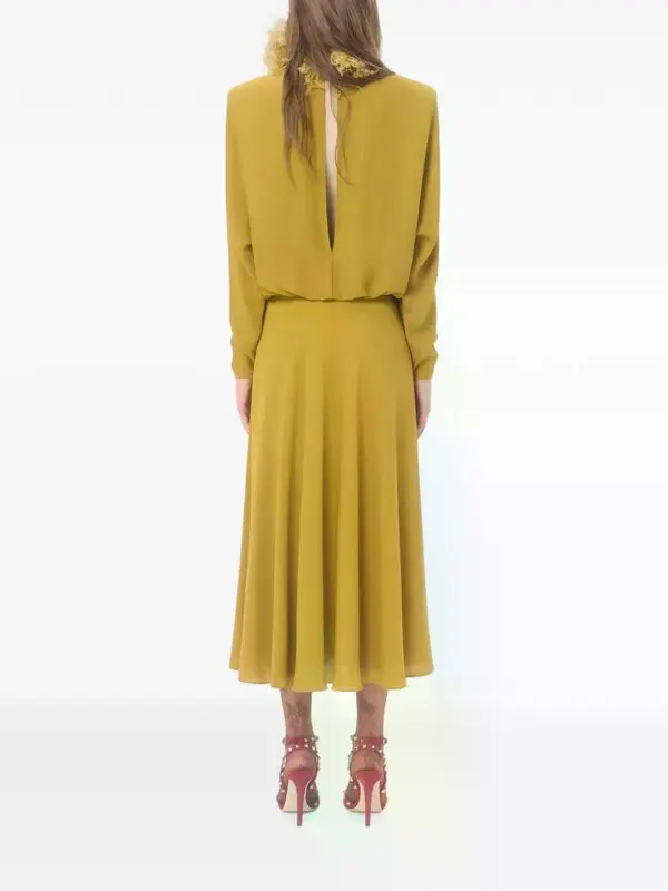 Valentino Garavani Feather-trim Georgette Midi Dress