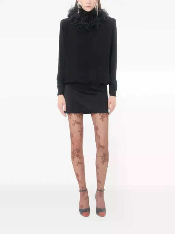 Valentino Garavani Feather-trim Silk-georgette Mini Dress - Black