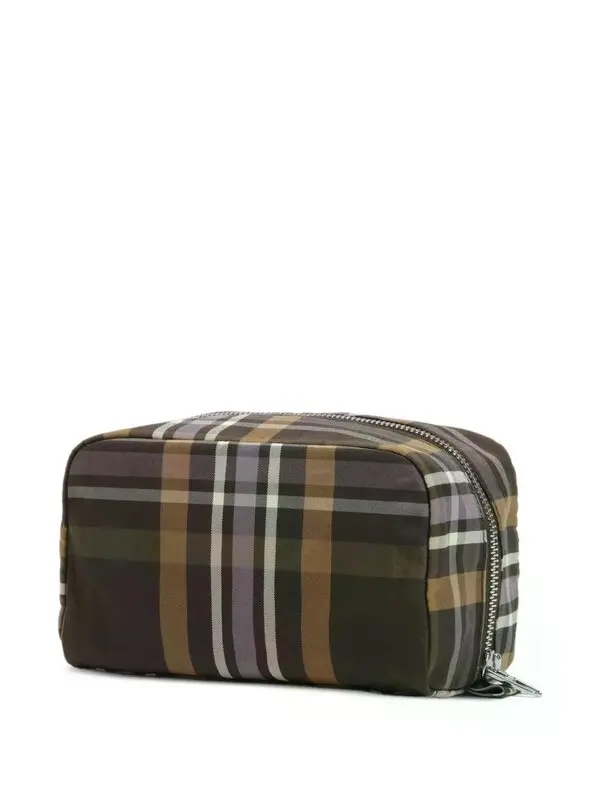 Bimba Y Lola Small Hunter Green Tartan Jacquard Make-up Case