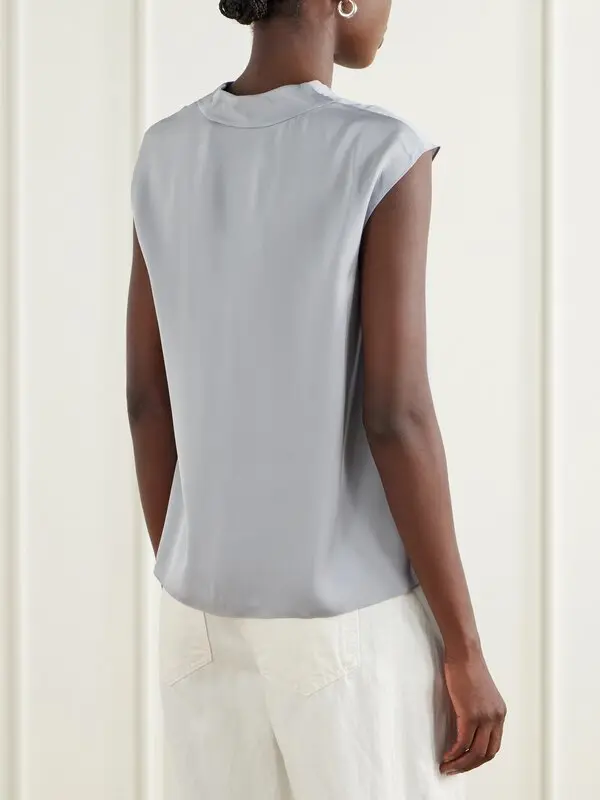 Theory Pleated Silk-satin Blouse